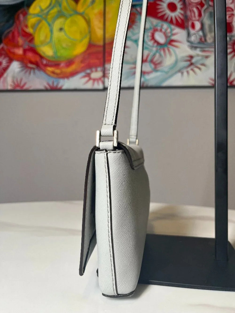 kate spade | Bags | Kate Spade New York Saffiano Leather Turn Lock Gray ...